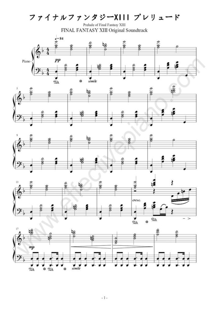 Final Fantasy XIII | Intermediate - EffectivePiano